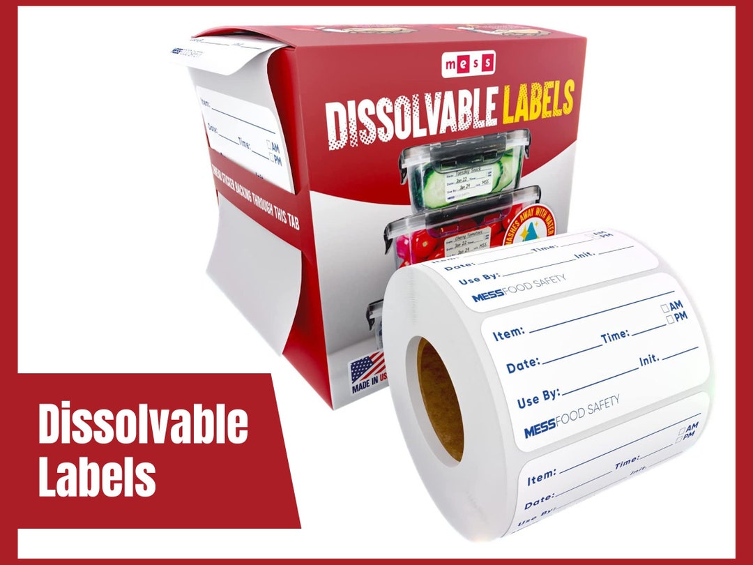 MESS Dissolvable Food Labels for Containers - Quick Dissolve - Freezer ...