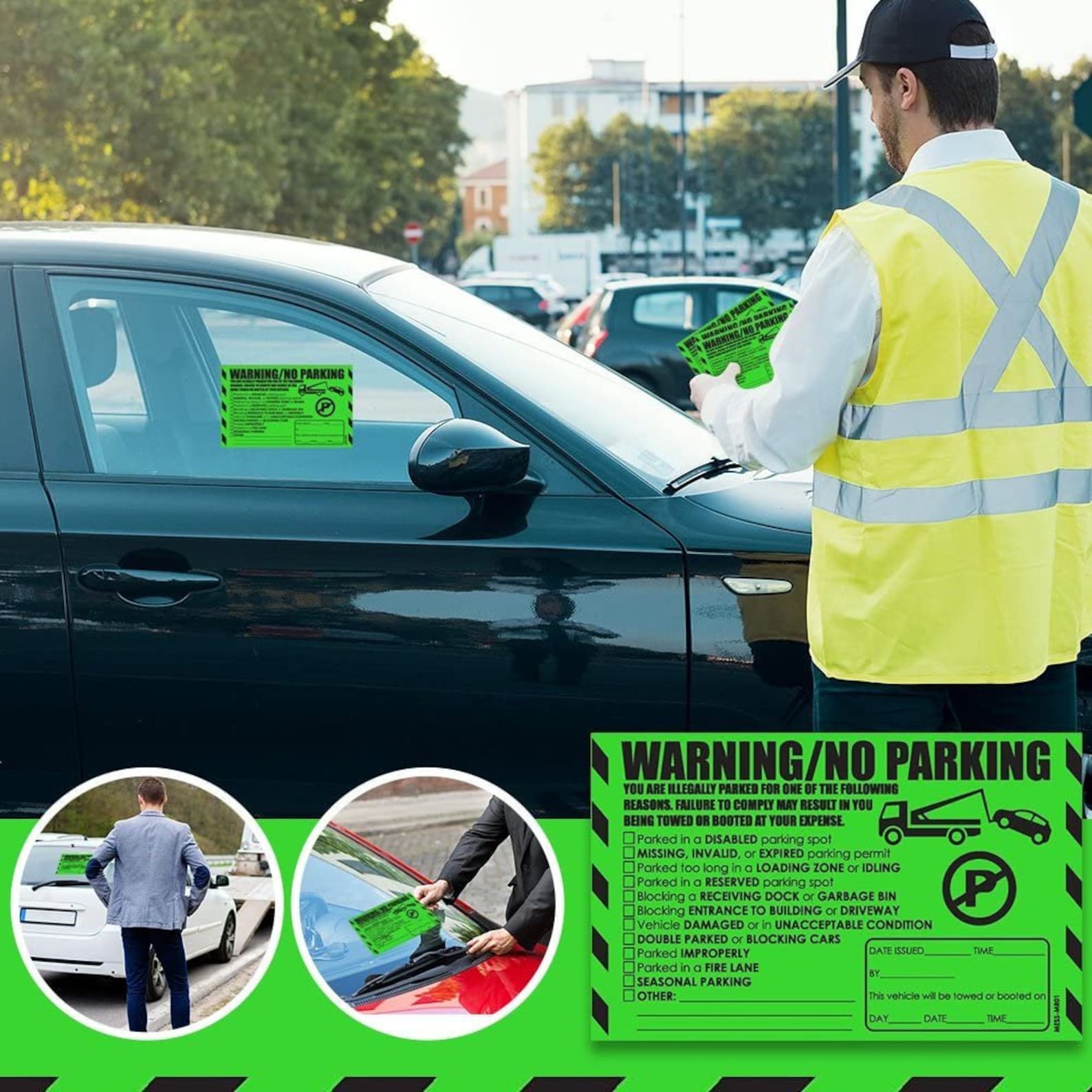 Parking Violation Stickers for Vehicles (green) 8"x5"- 100 Insanely ...