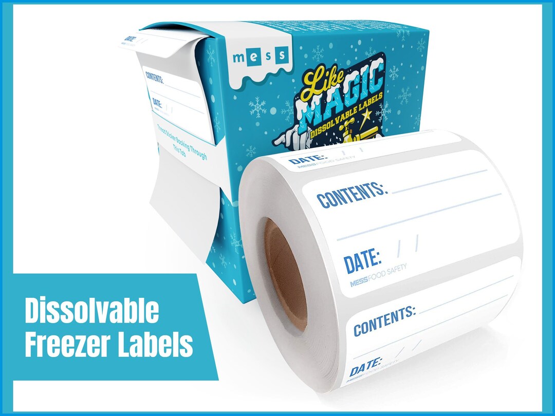 MESS Dissolvable Freezer Labels for Containers - (1x2" 500/roll ...