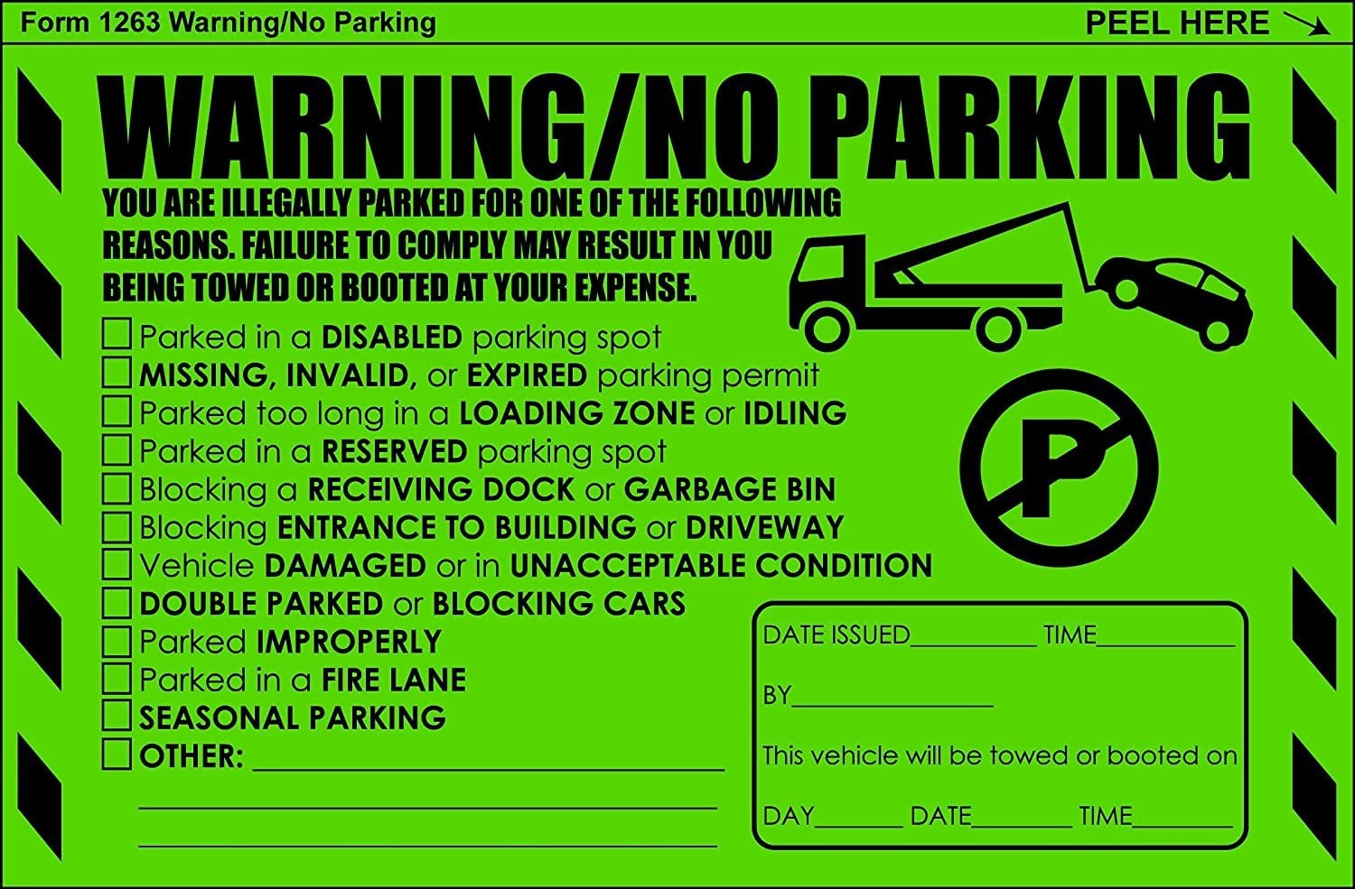 Parking Violation Stickers for Vehicles (green) 8"x5"- 100 Insanely ...