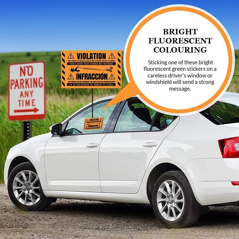 Parking Violation Stickers for Vehicles (orange) 8"x5"- 100 Insanely ...