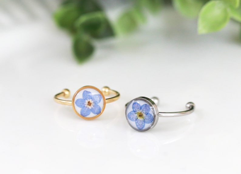 Handmade Pressed Real Forget Me Not Adjustable Ring - Etsy