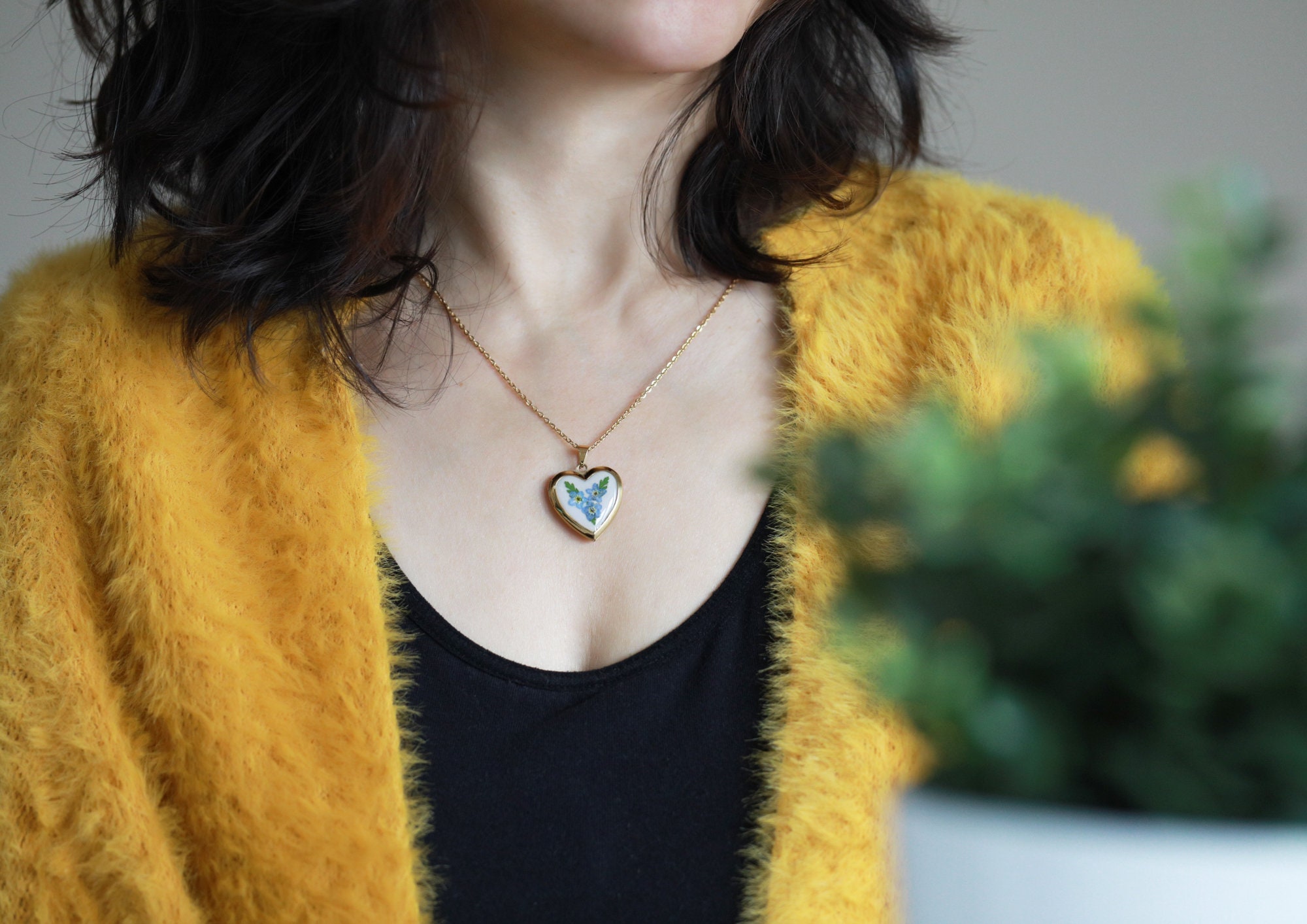Real Forget Me Not Heart Locket | Sterling Silver Photo Locket ...