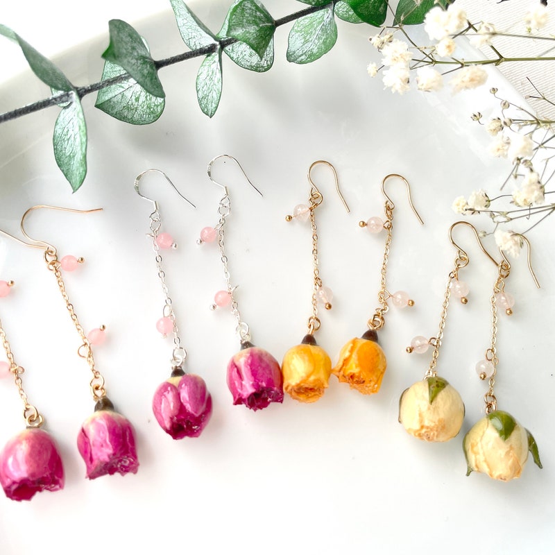 Rose Dangle Earrings - Etsy