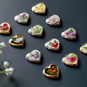 Handmade Birth Month Flower Heart Locket Necklace| Sterling Silver ...