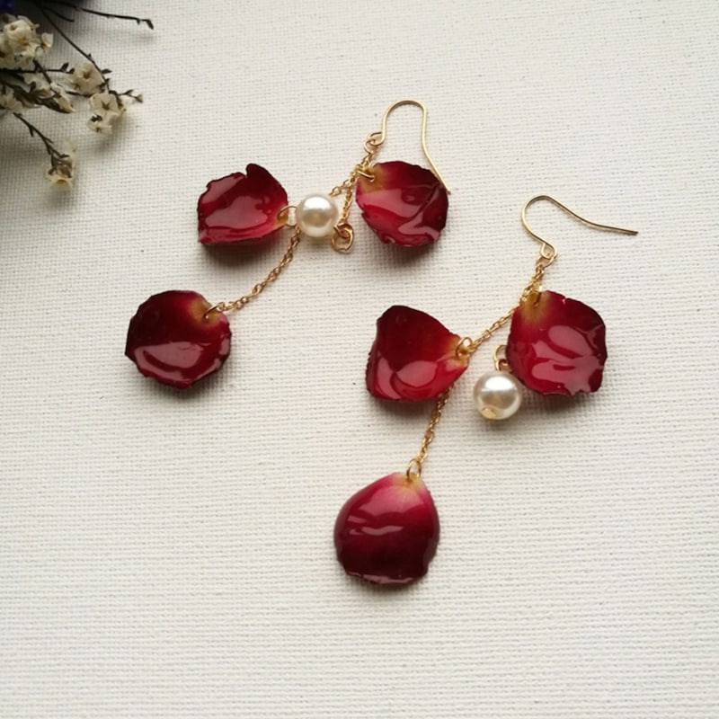 Red Rose Earrings - Etsy