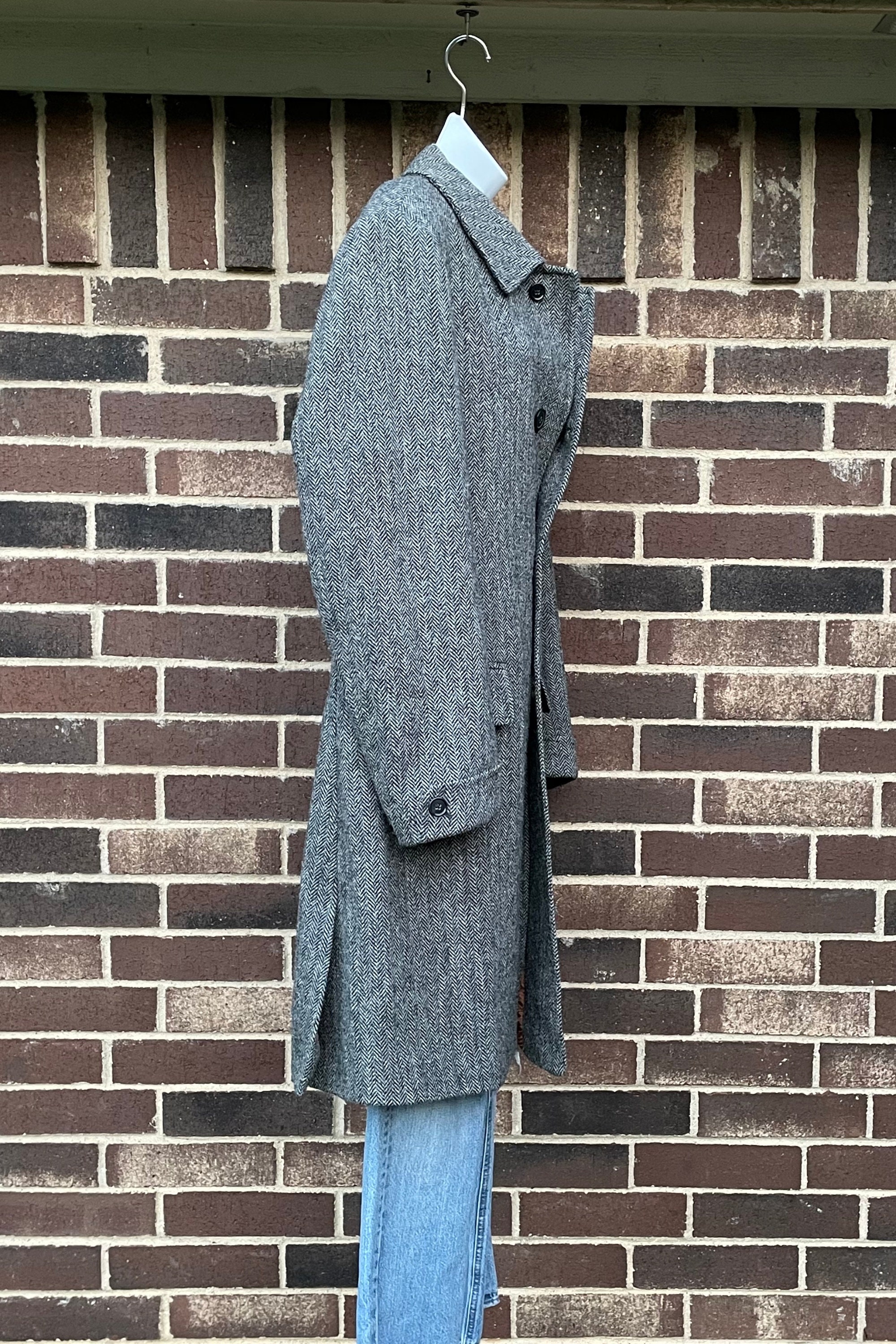 Harris Tweed Herringbone Wool Overcoat by Jos. A. Bank, Grey Wool Top ...