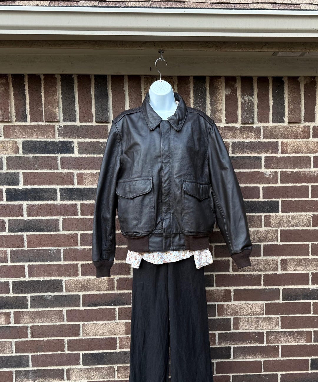 80s Brown Leather Bomber Jacket, A2 Style, Tag Size 44 - Etsy