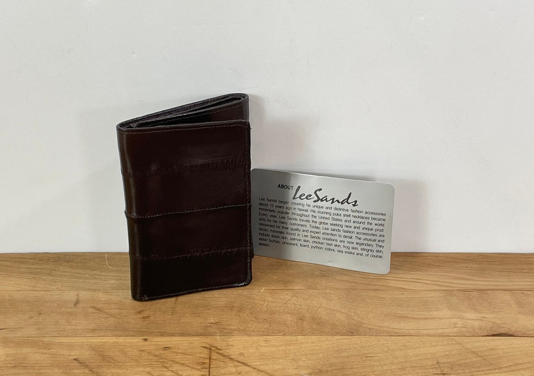Black Eel Skin Leather Mens' Trifold Wallet by Lee Sands Credit Card ...