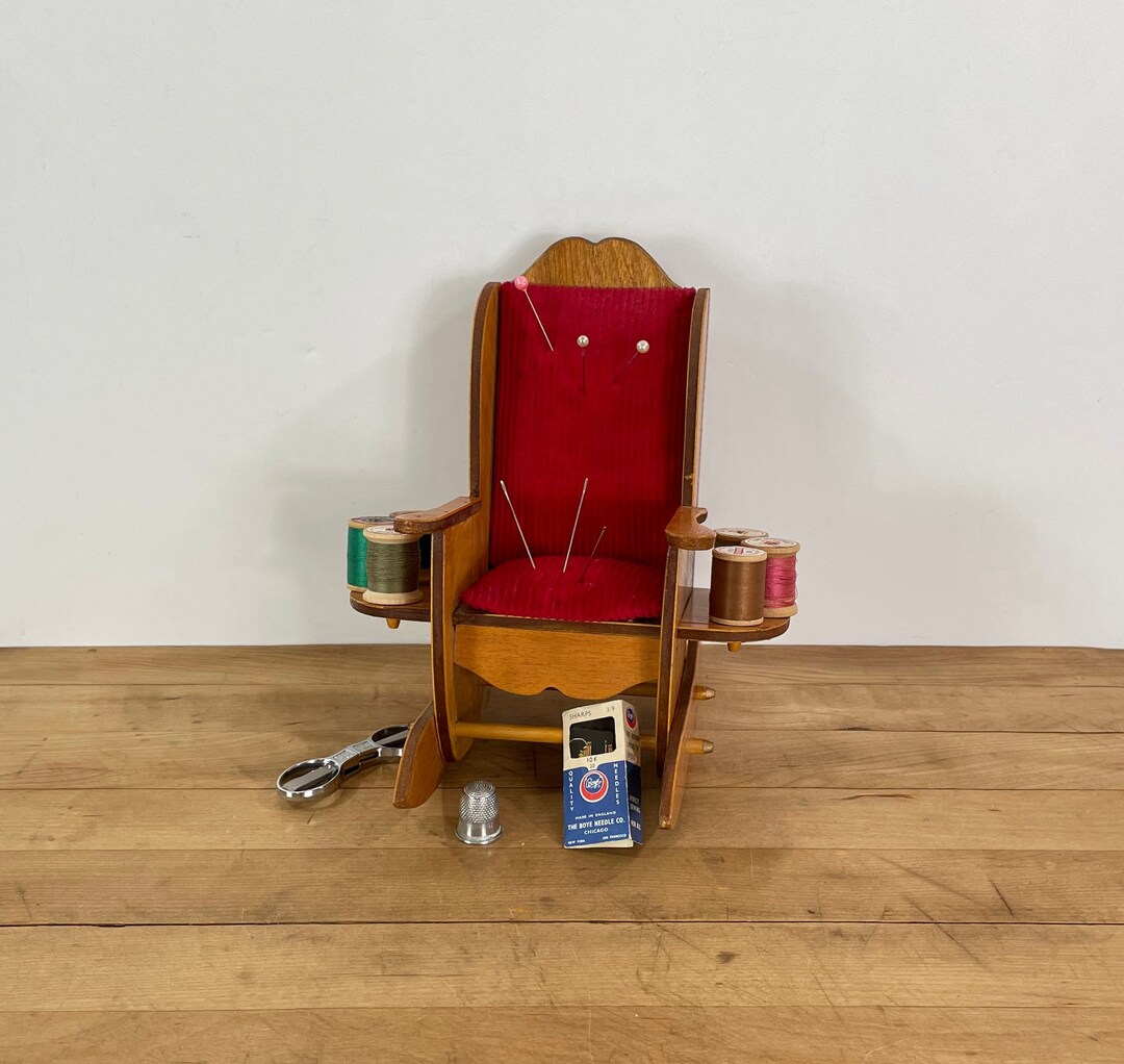 Wooden Pin Cushion Rocking Chair and Thread/thimble Holder - Etsy