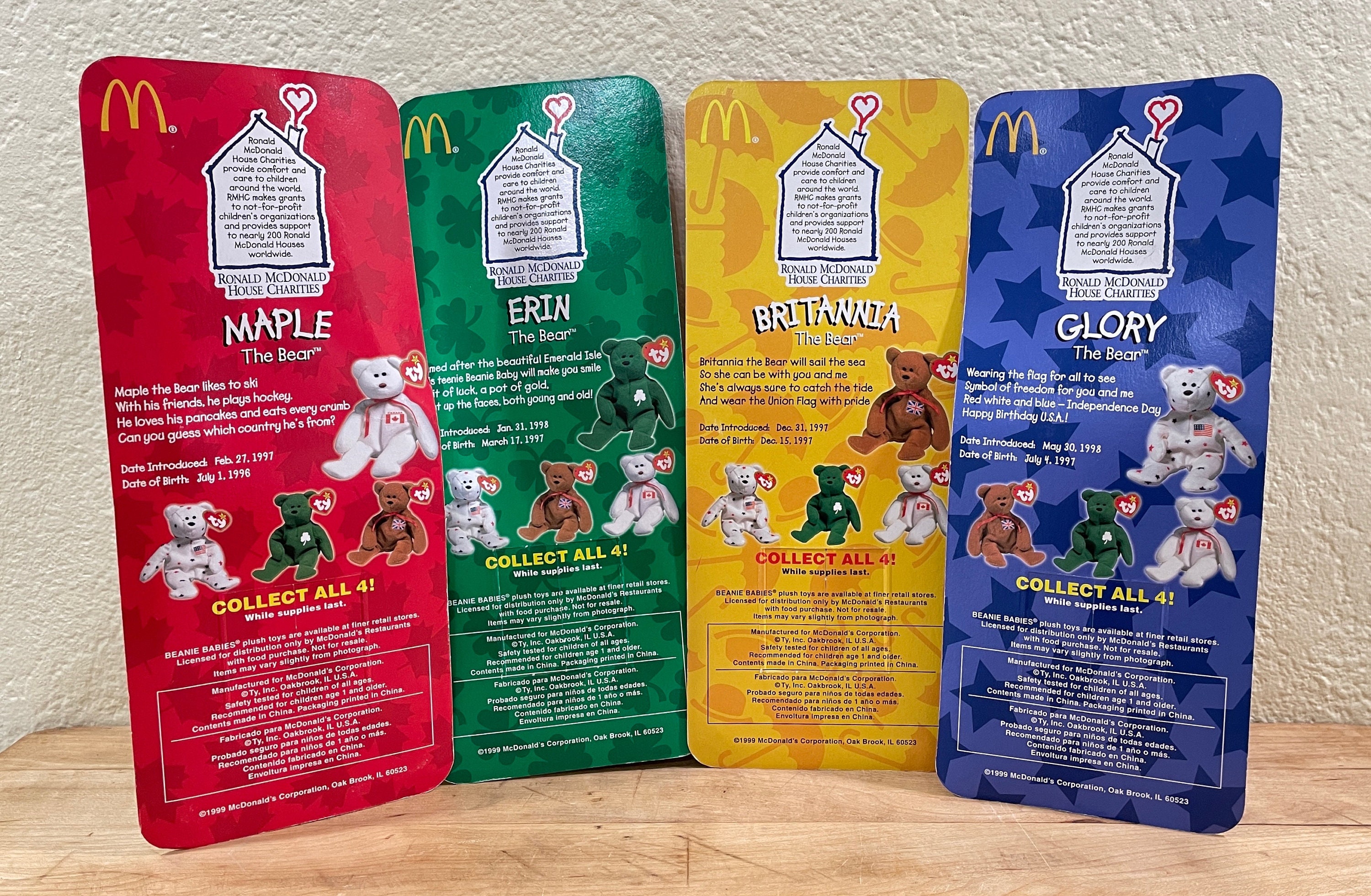 Mini Beanie Babies, Britannia, Erin, Glory, and Maple Set of 4 Mini ...