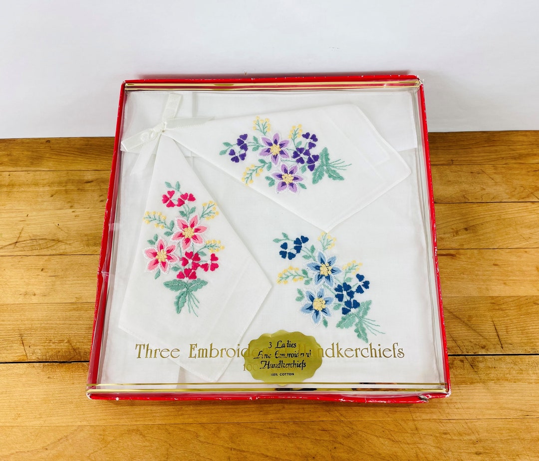 Cotton Handkerchiefs in Box, Boxed Set of 3 100% Cotton White Ladies ...
