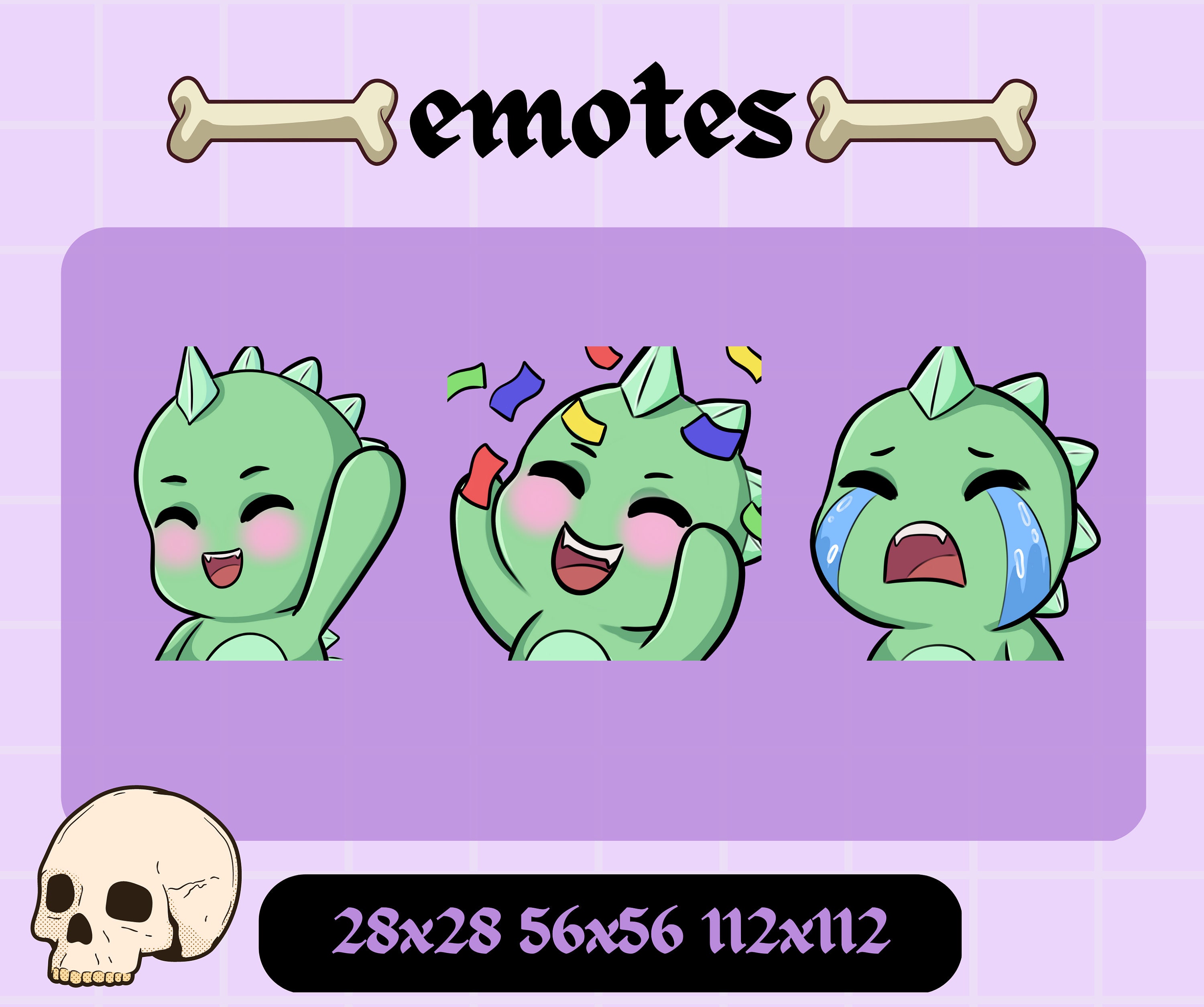 Dino Emote for Twitch Youtube Dinosaur Emote Chibi Animal Emote for ...