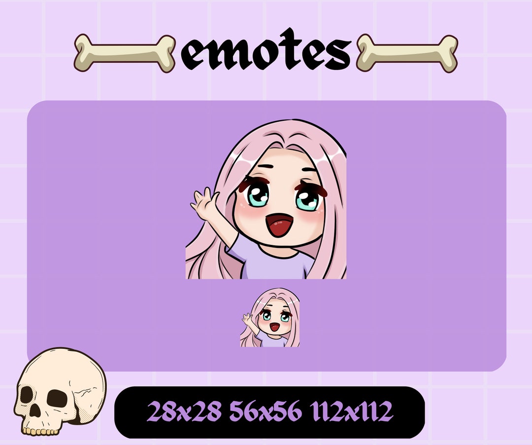 Pink Hair Chibi Hello Emote for Twitch or Youtube Streaming Emote Chibi for Discord - Etsy