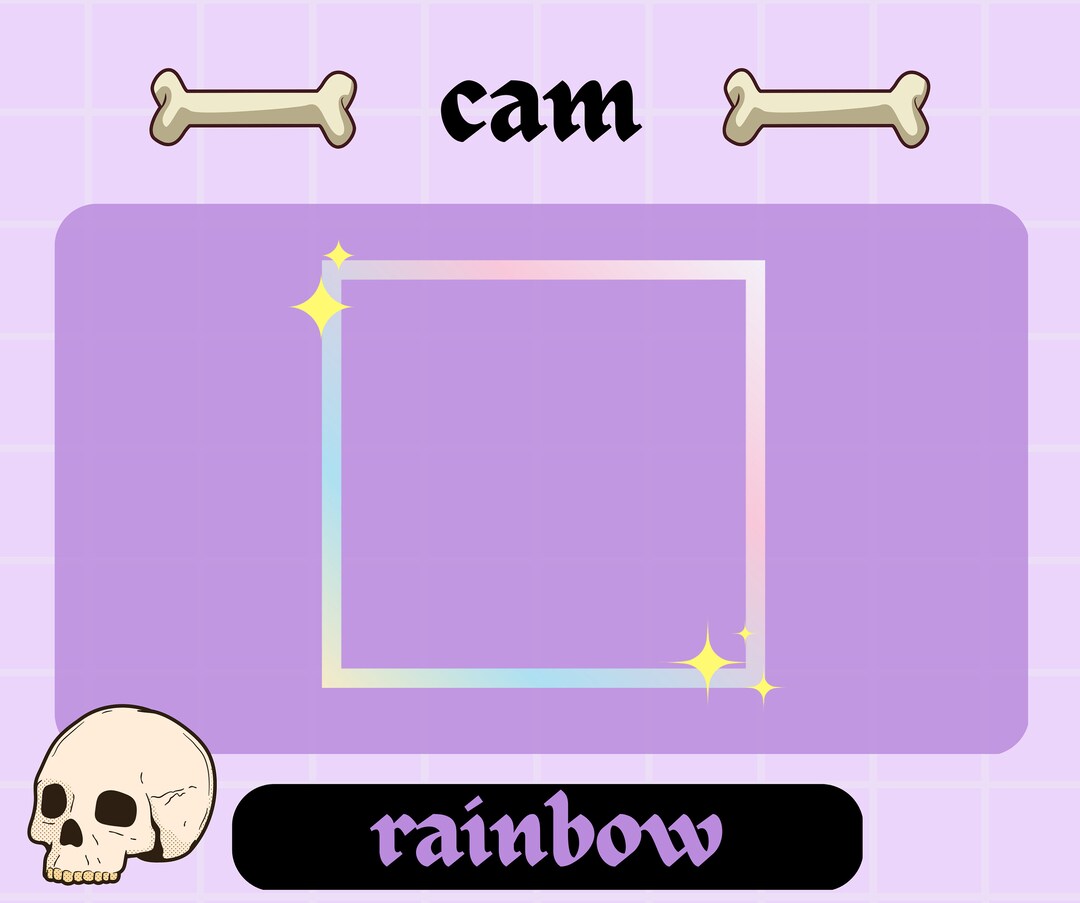 Square Pastel Rainbow Cam Frame for Twitch Cute Webcam Border - Etsy