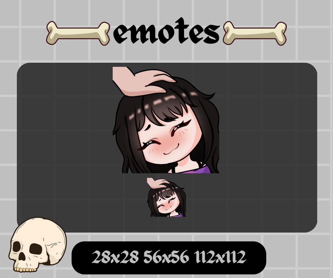 Chibi Head Pat Emote Brown Hair for Twitch or Youtube Streaming Emote ...