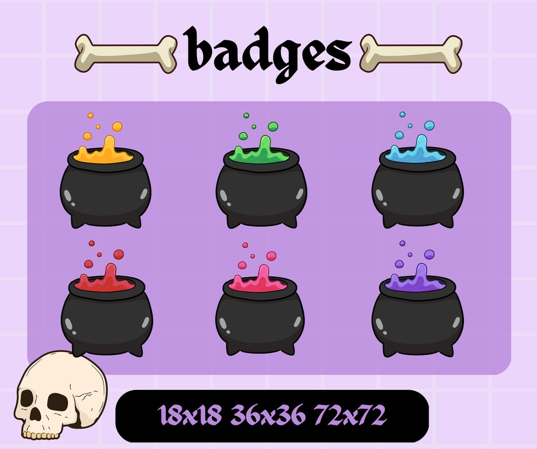 Witchy Twitch Sub Badge Cauldron Bit Badge for Streaming Youtube Badge ...
