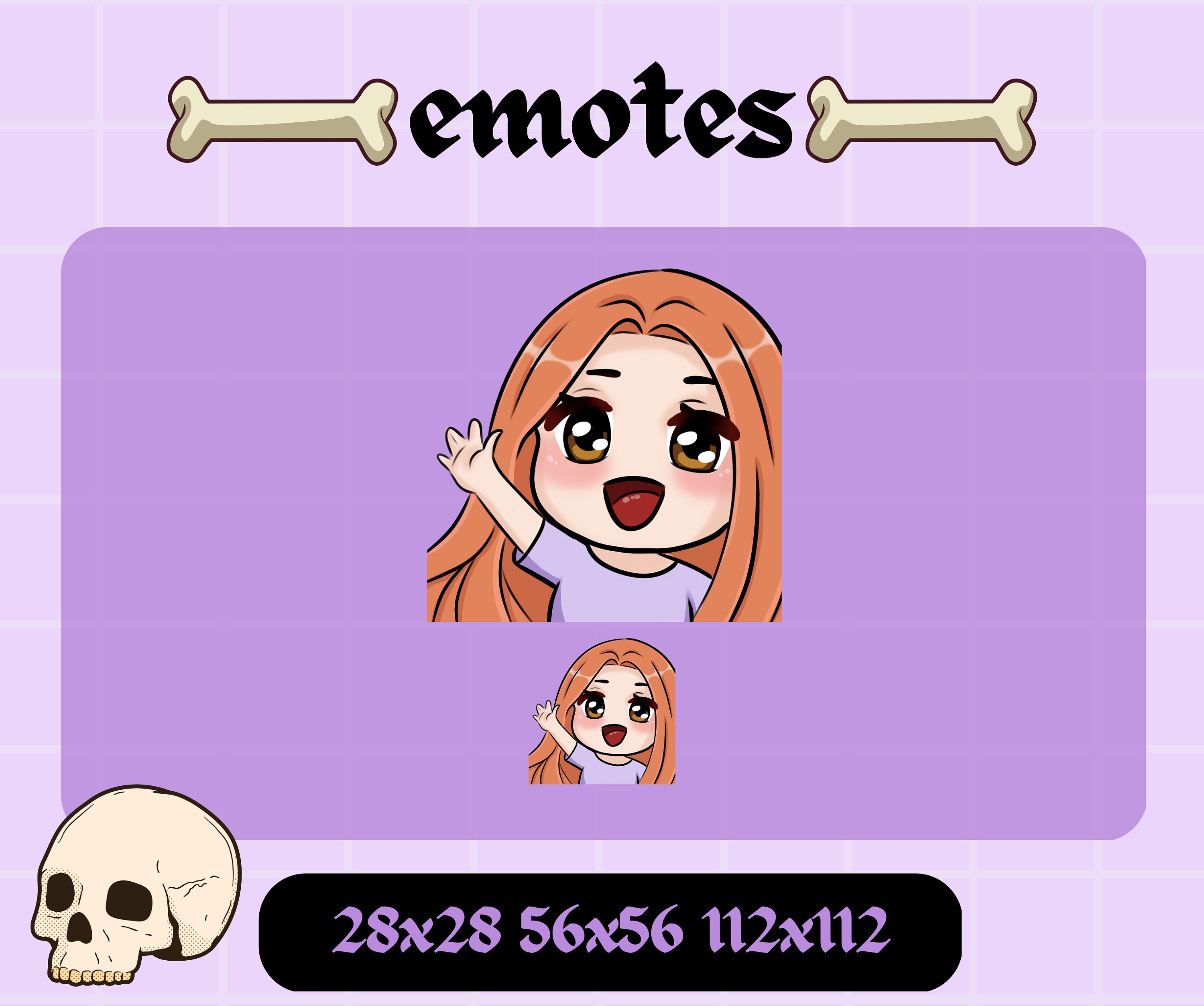 Red Hair Chibi Hello Emote for Twitch or Youtube Streaming Emote Chibi ...