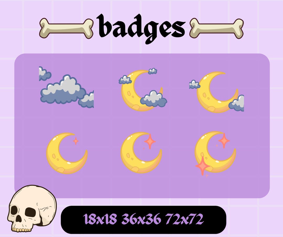 Moon Dreamy Night Twitch Youtube Badges Cute Sub Badges for Streaming ...
