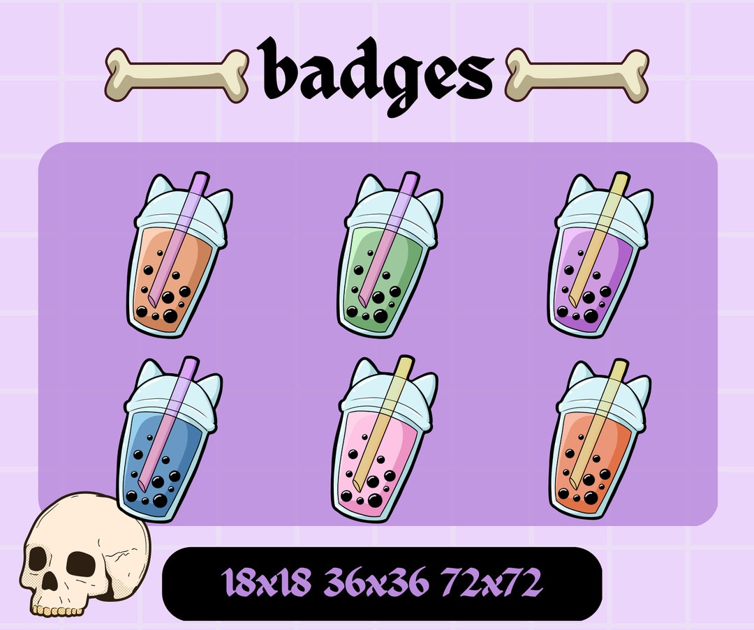Boba Bubble Tea Cat Twitch Badges for Streaming for Twitch Youtube ...