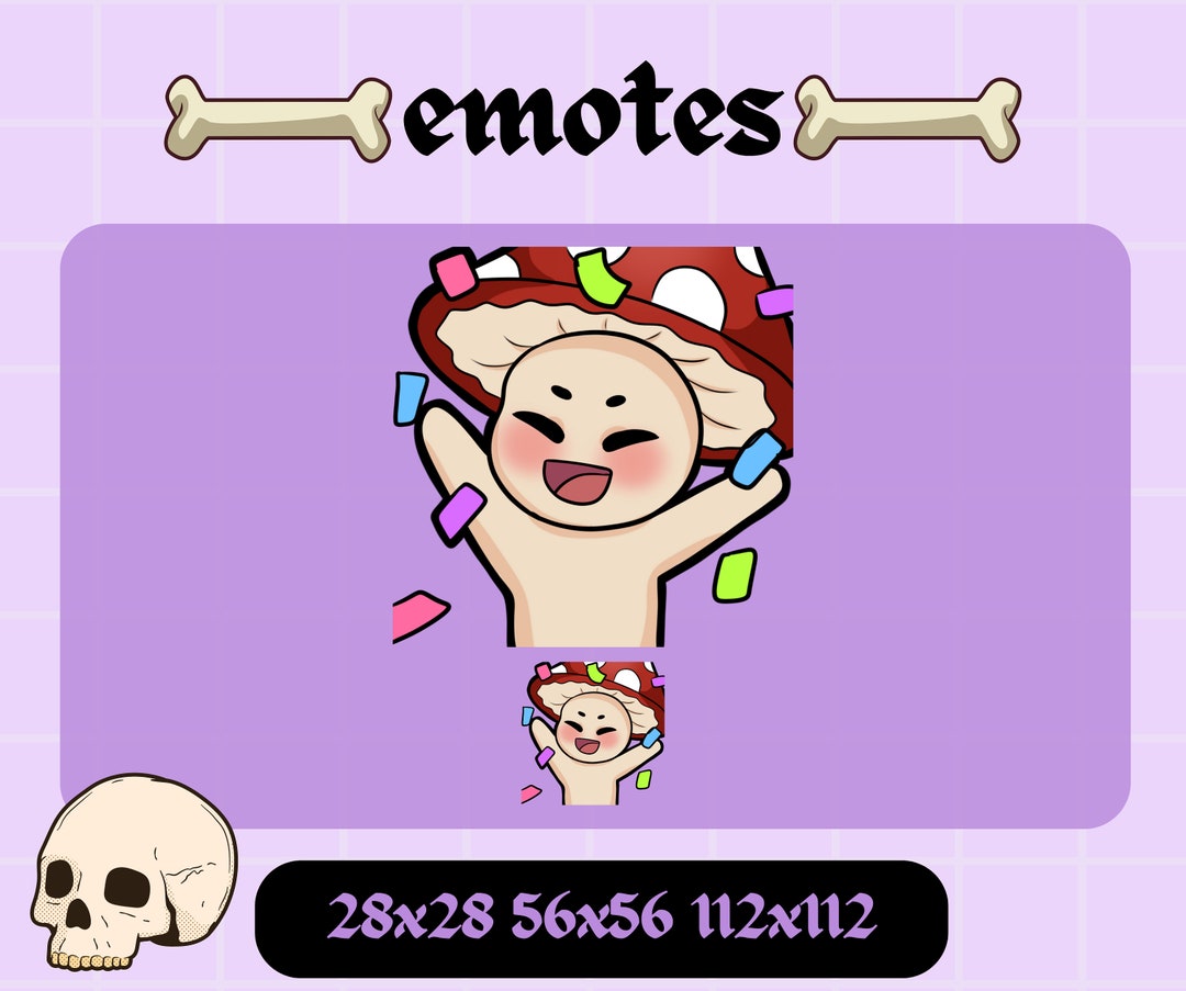 Mushroom Hype Emote for Twitch Streaming Happy Emote Cute Chibi - Etsy