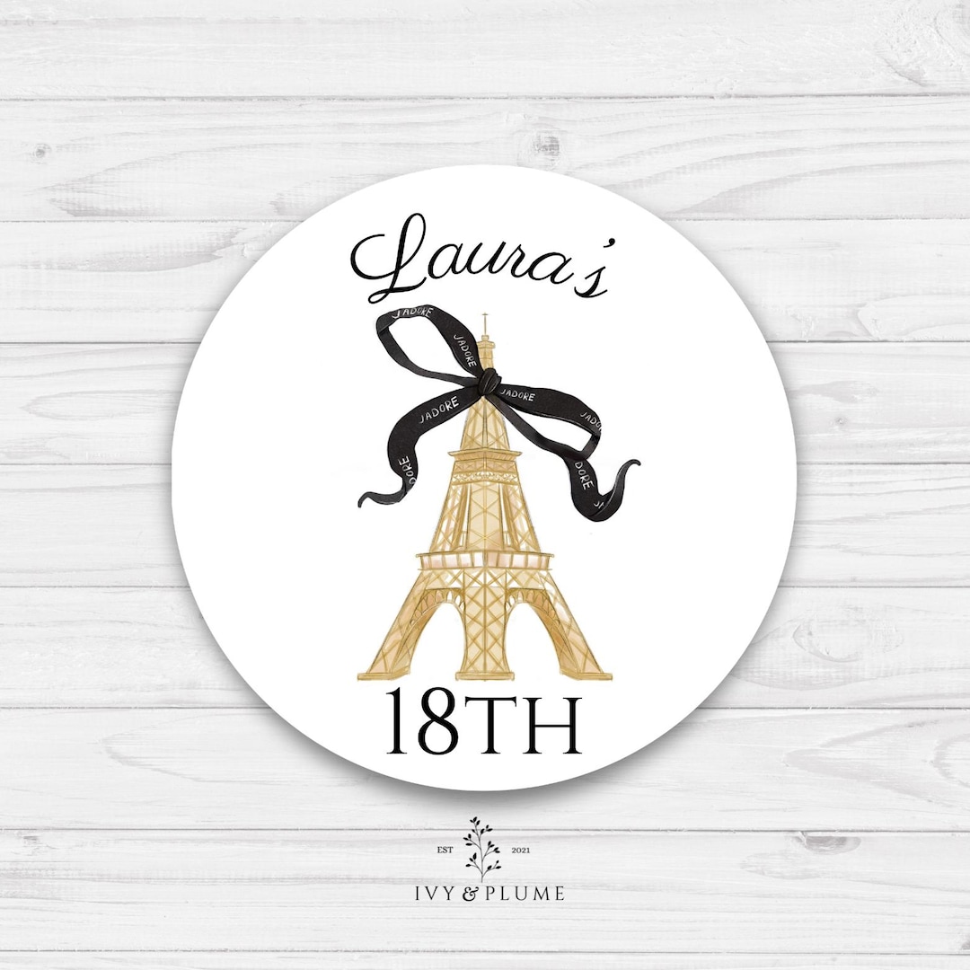 Parisian Custom Party Stickers - Gift Favor Stickers - Labels - Themed ...