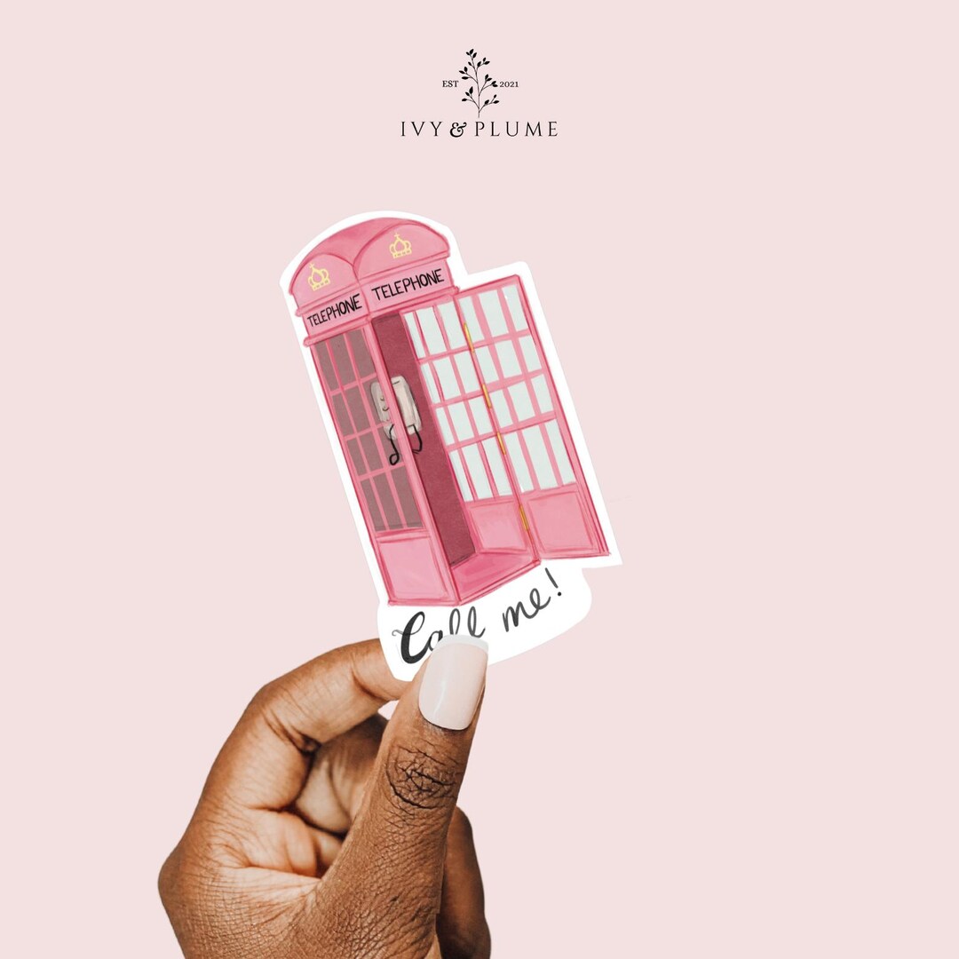 Pink Phone Box Sticker| Phone Laptop Vinyl Decal Vintage Retro ...