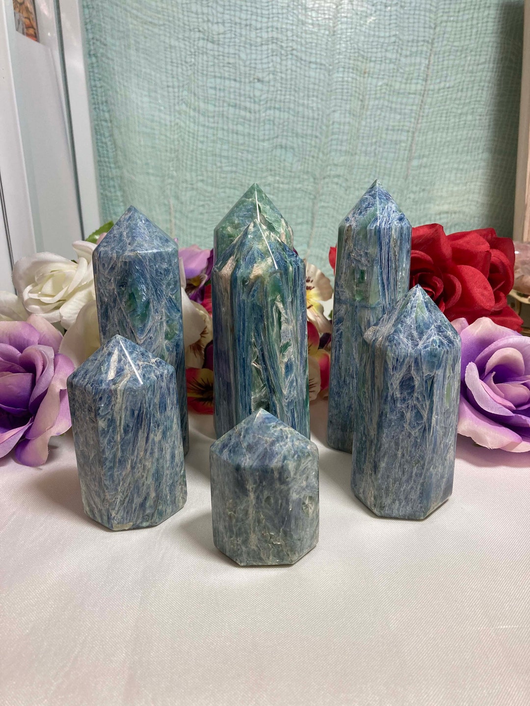 RARE Kyanite and Calcite Towers | Unique Crystals | Blue Kyanite ...