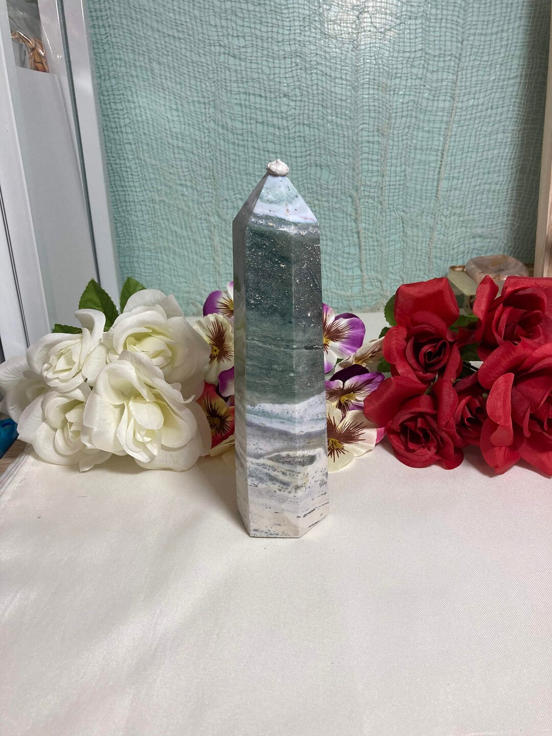 Large Ocean Jasper With Pyrite Tower | Statement Piece | Ocean Jasper ...