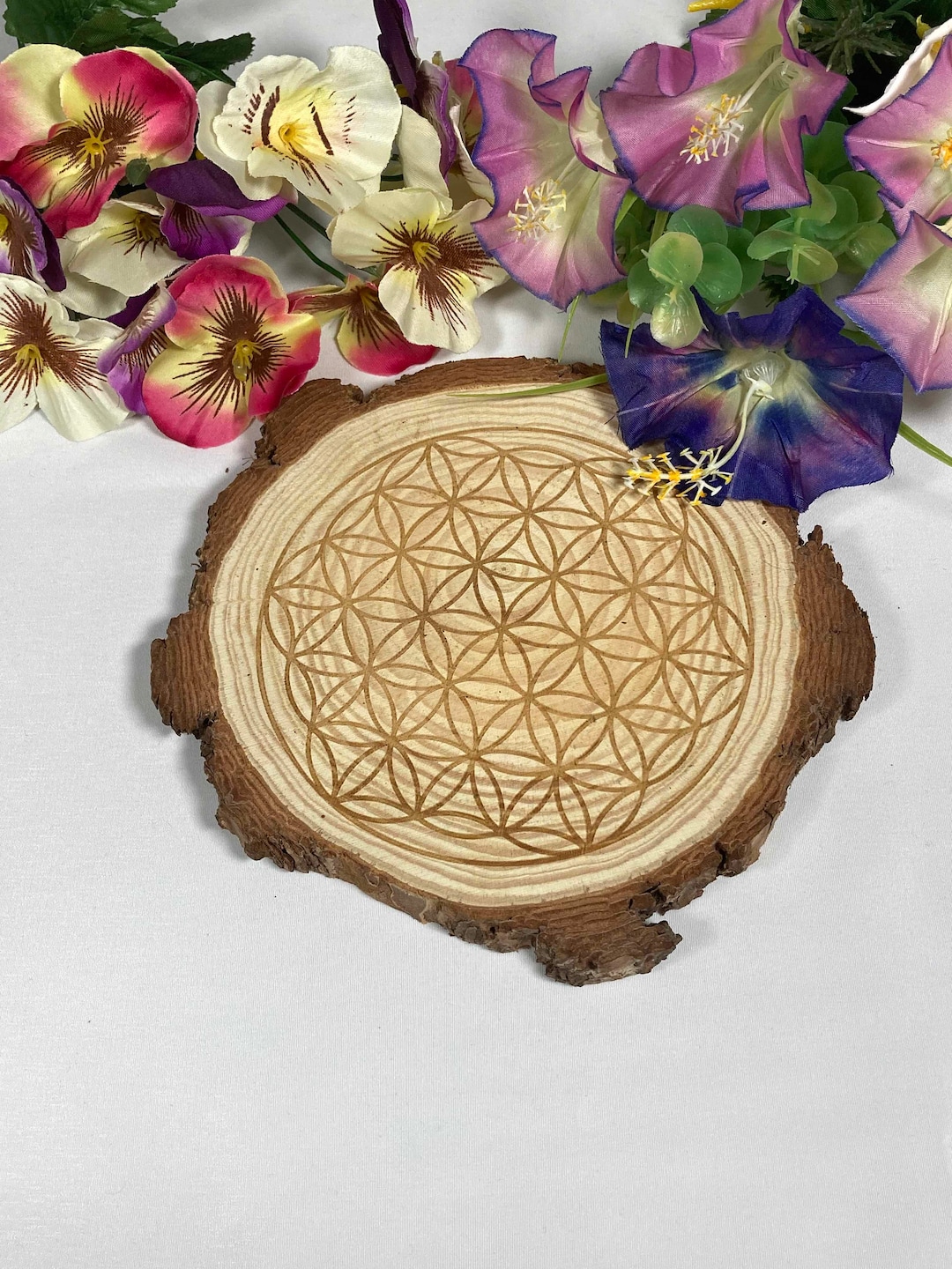 Wooden Flower of Life Grid | Wood Slab | Crystal Grids | Flower of Life ...