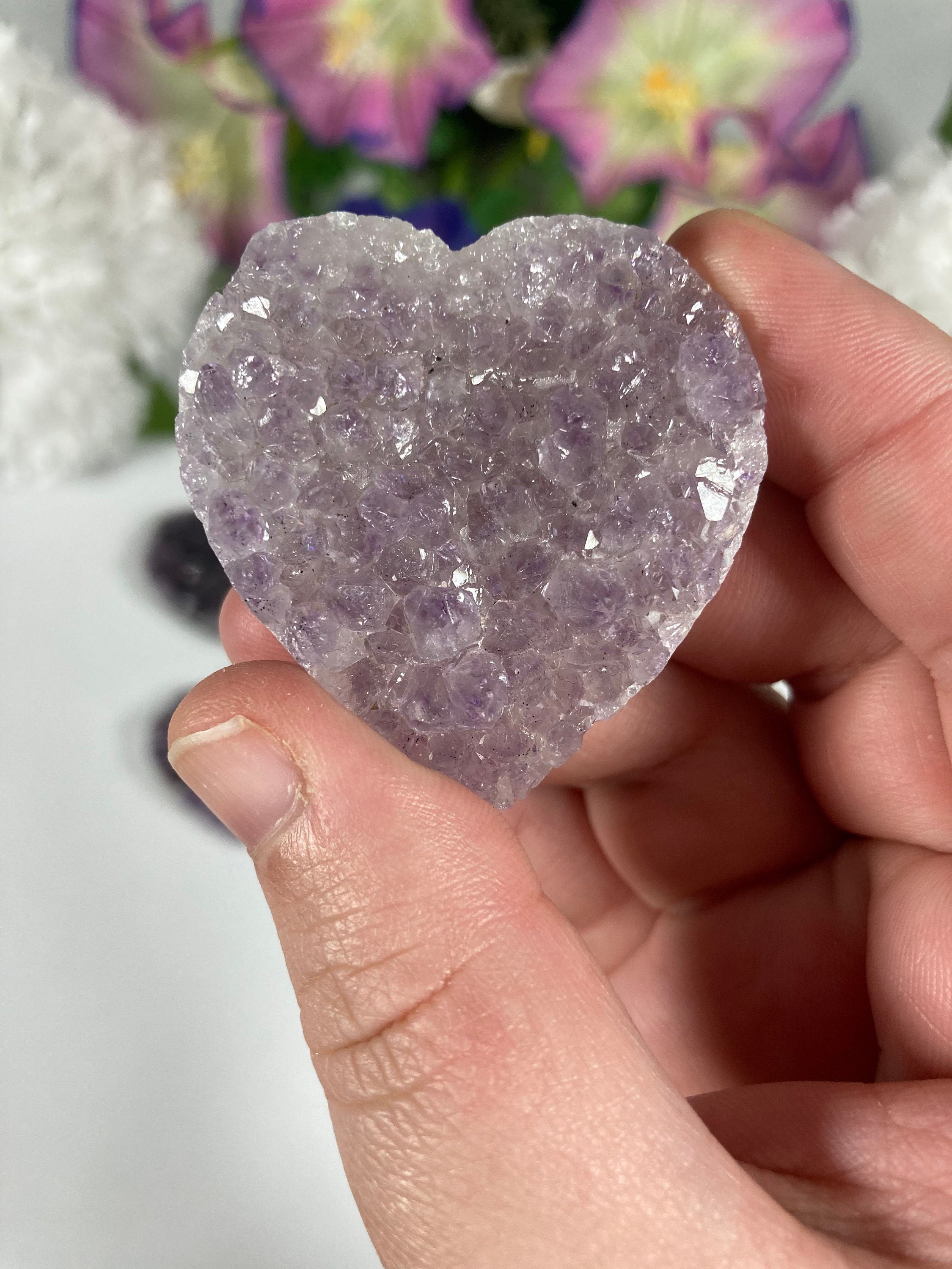 YOU CHOOSE Amethyst Hearts Rainbow Amethyst Hearts Heart Carvings ...