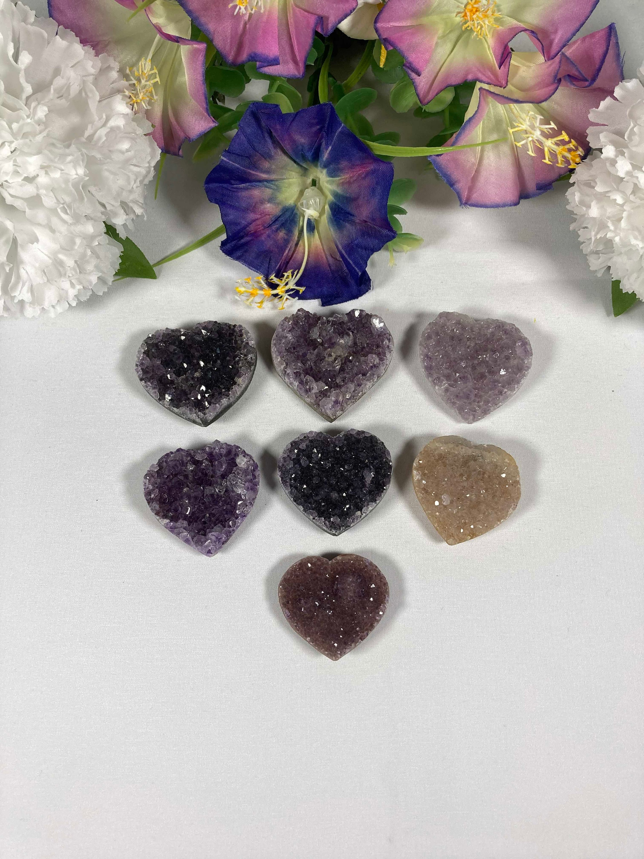 YOU CHOOSE Amethyst Hearts Rainbow Amethyst Hearts Heart Carvings ...