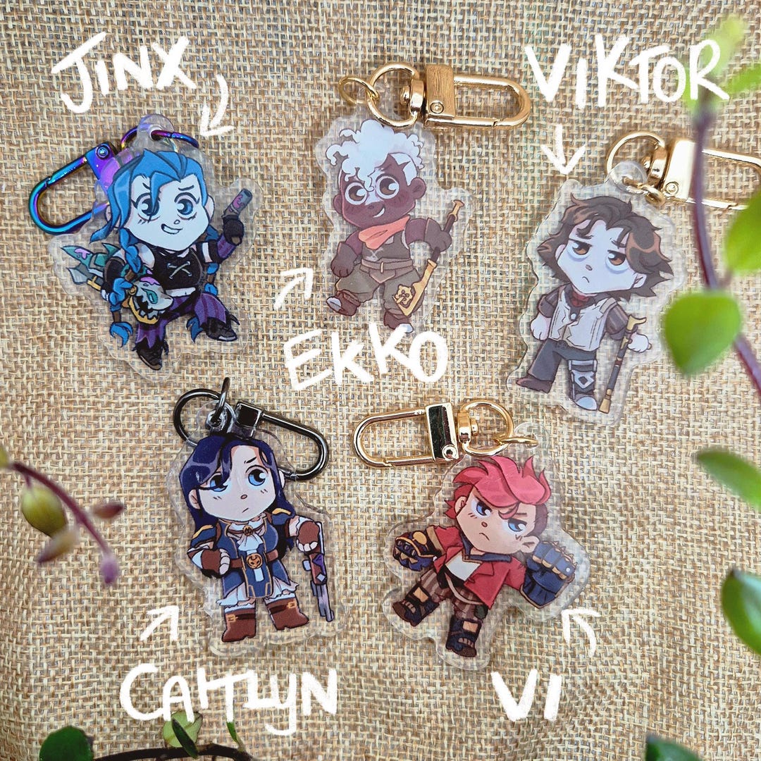 Arcane Charm Keychains - Jinx, Vi, Caitlyn, Viktor, Ekko - Etsy
