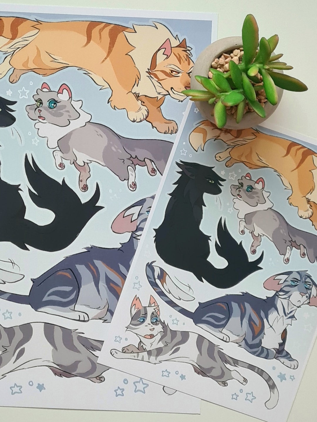 Warriors Inspired Cute Cat Art Print - Omen of the Stars - Etsy