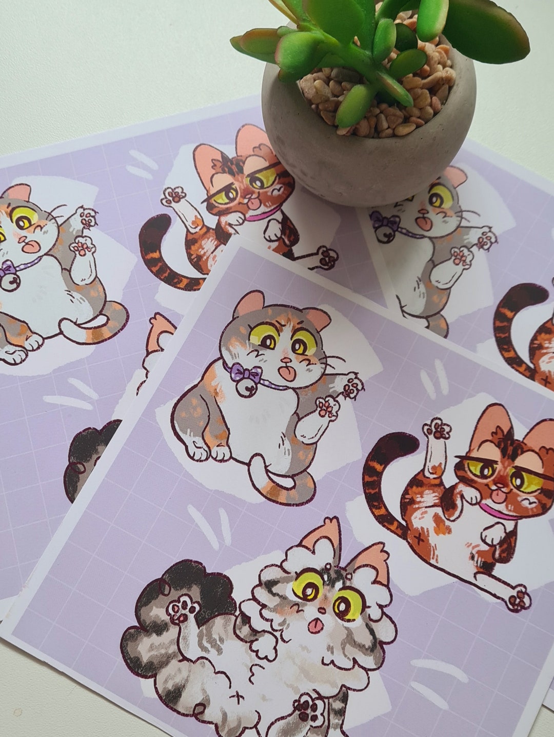 Clean Cats Square Art Print - Etsy