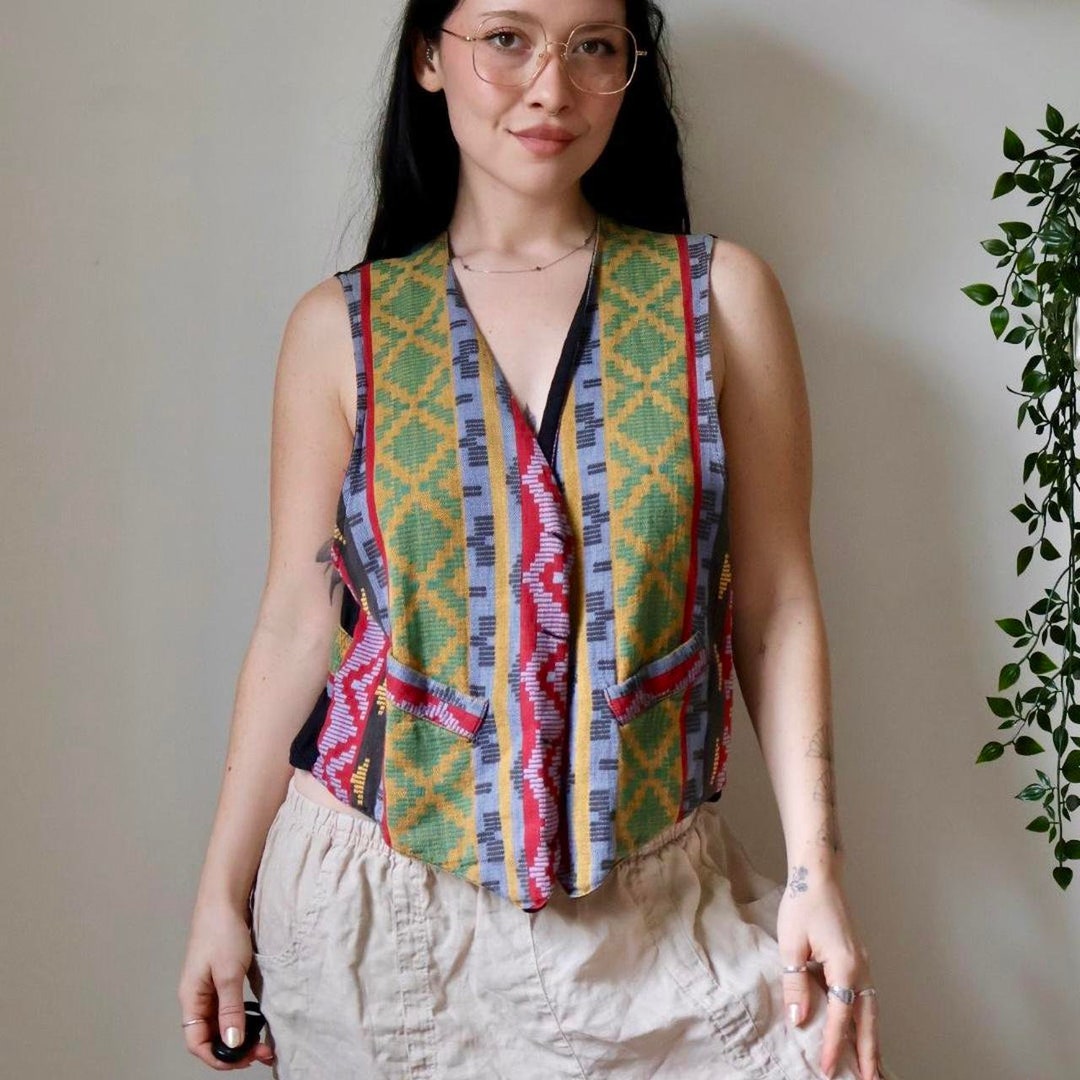 Vintage Western Boho Tapestry Vest 1990s - Etsy