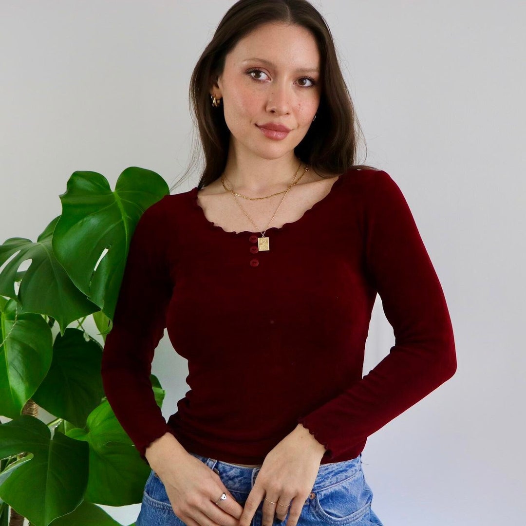 Vintage Whimsigoth Romantic Wine Red Top - Etsy