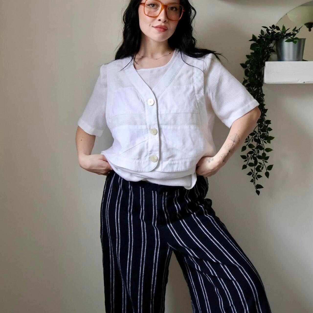Vintage White Linen Blend Boho Top 90s - Etsy