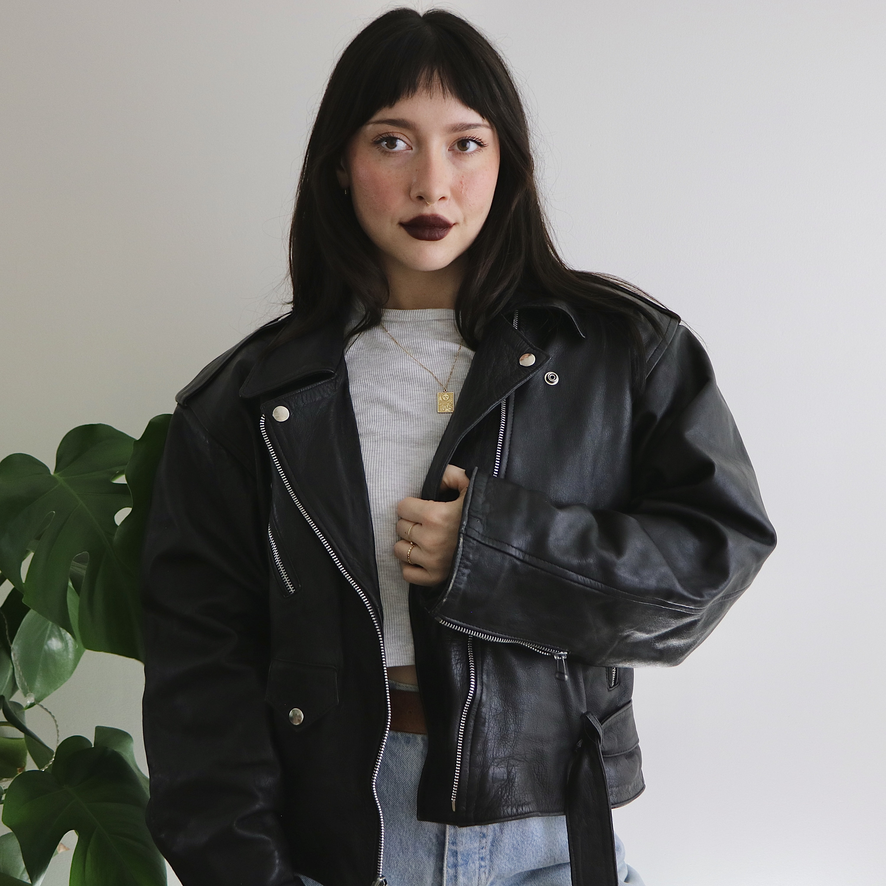 Vintage Boxy Leather Moto Jacket - Etsy