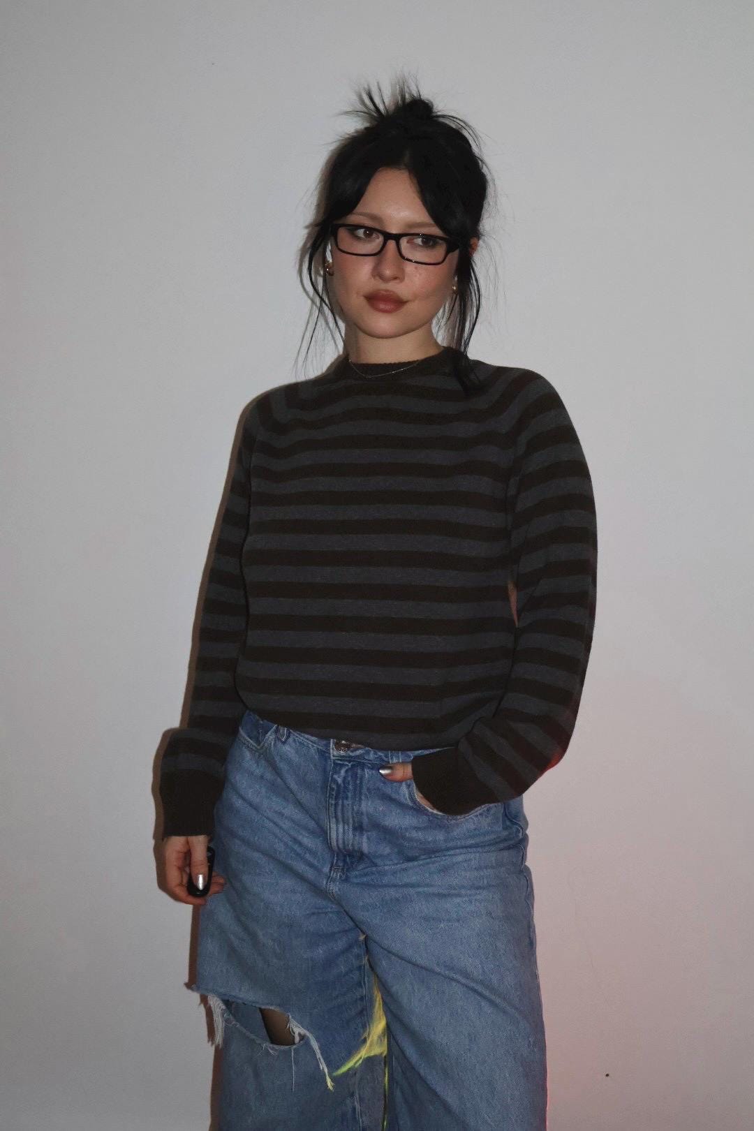Y2K GOTH JUMPER Striped Knit - Etsy