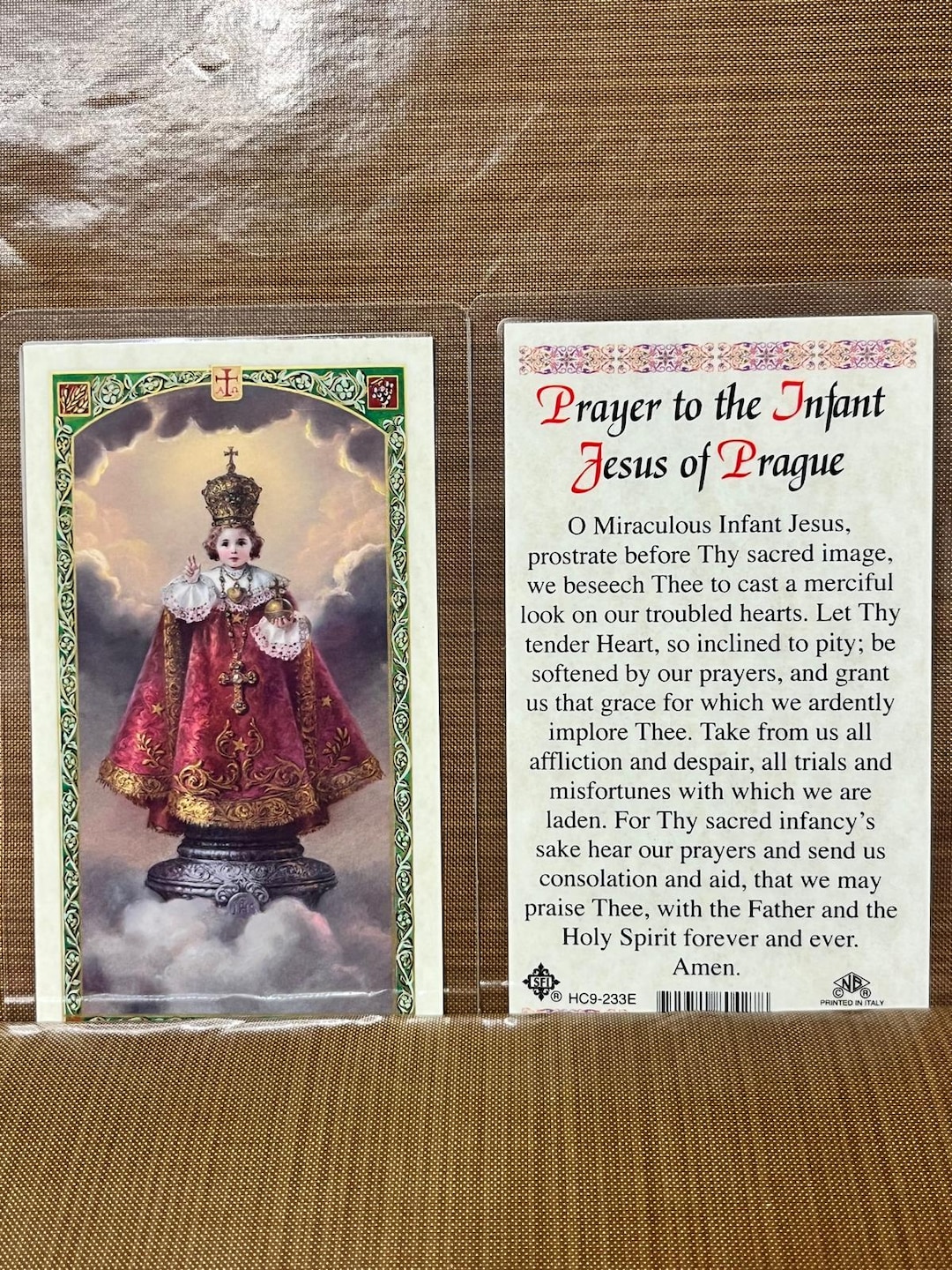 Prayer to - Infant Jesus OF Prague Laminated Prayer Cards 2-sided Holy ...