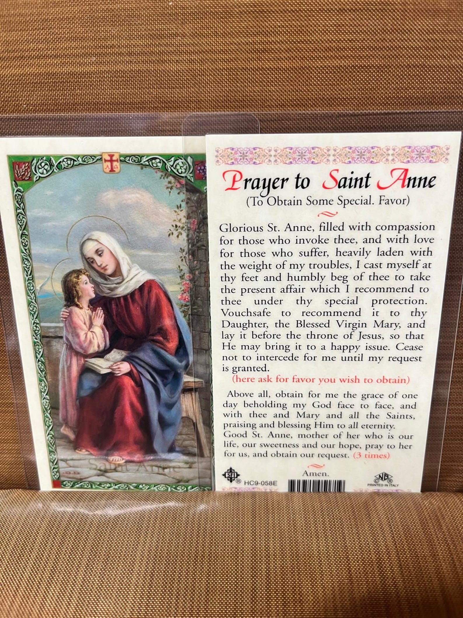 Prayer to - ST Anne Laminated Prayer Cards 2-sided Holy Cards - Santa ...