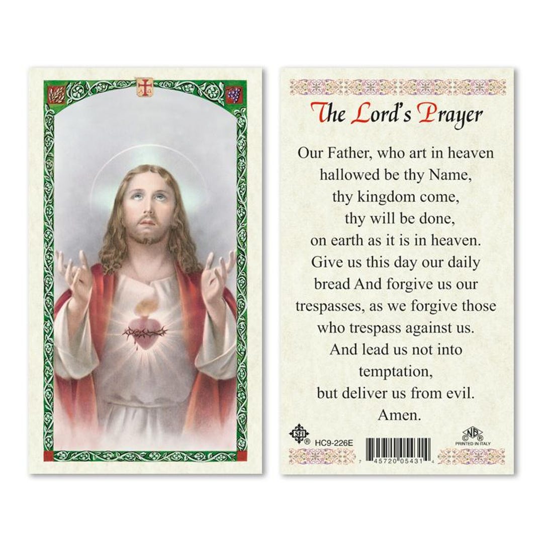 The Lord's Prayer (our Father) Laminated Prayer Cards 2-sided Holy ...