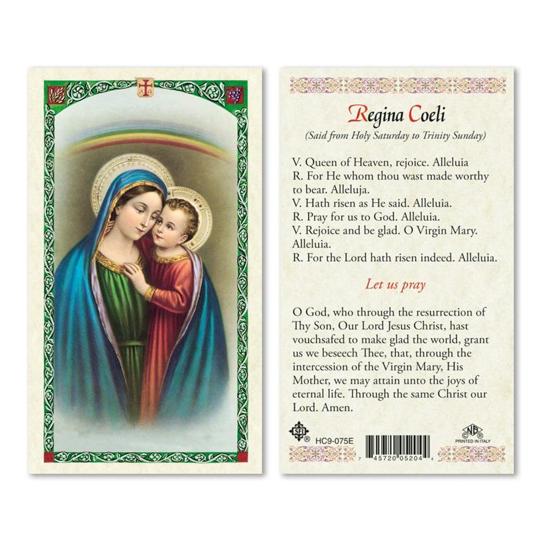 Prayer to - Regina Coeli Laminated Prayer Cards 2-sided Holy Cards - Etsy