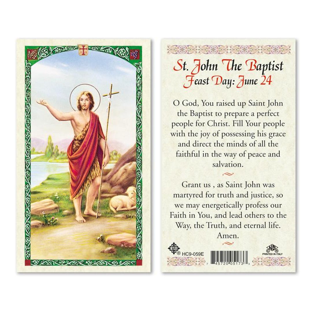 Prayer to - ST John the Baptist Laminated Prayer Cards 2-sided Holy ...