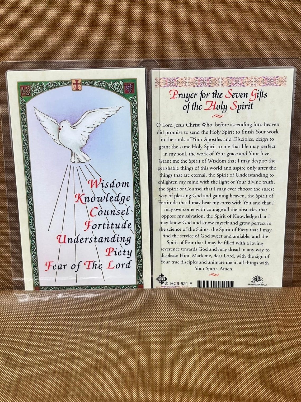 Seven Gifts of the Holy Spirit Laminated Prayer Cards 2-sided Holy ...