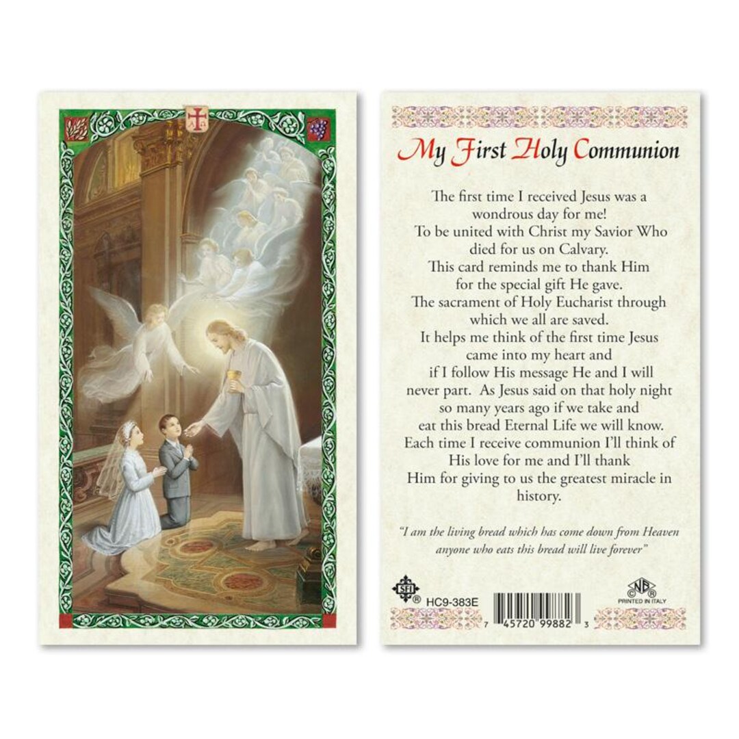Jesus Giving Communion - My First Holy Communion Laminated Prayer Cards ...