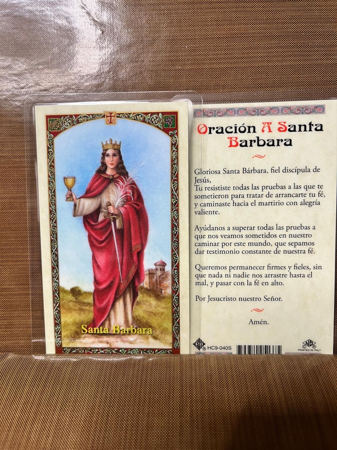 Prayer to - ST Barbara Laminated Prayer Cards 2-sided Holy Cards- Santa ...