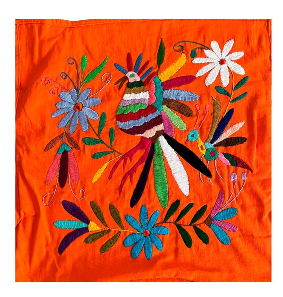 Tenango Otomy Embroidery Style Pillow Cover Colorful Mexican - Etsy