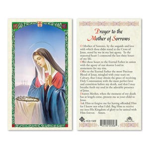 Prayer to - Mother of Sorrow Laminated Prayer Cards- Virgen Dolorosa - Etsy